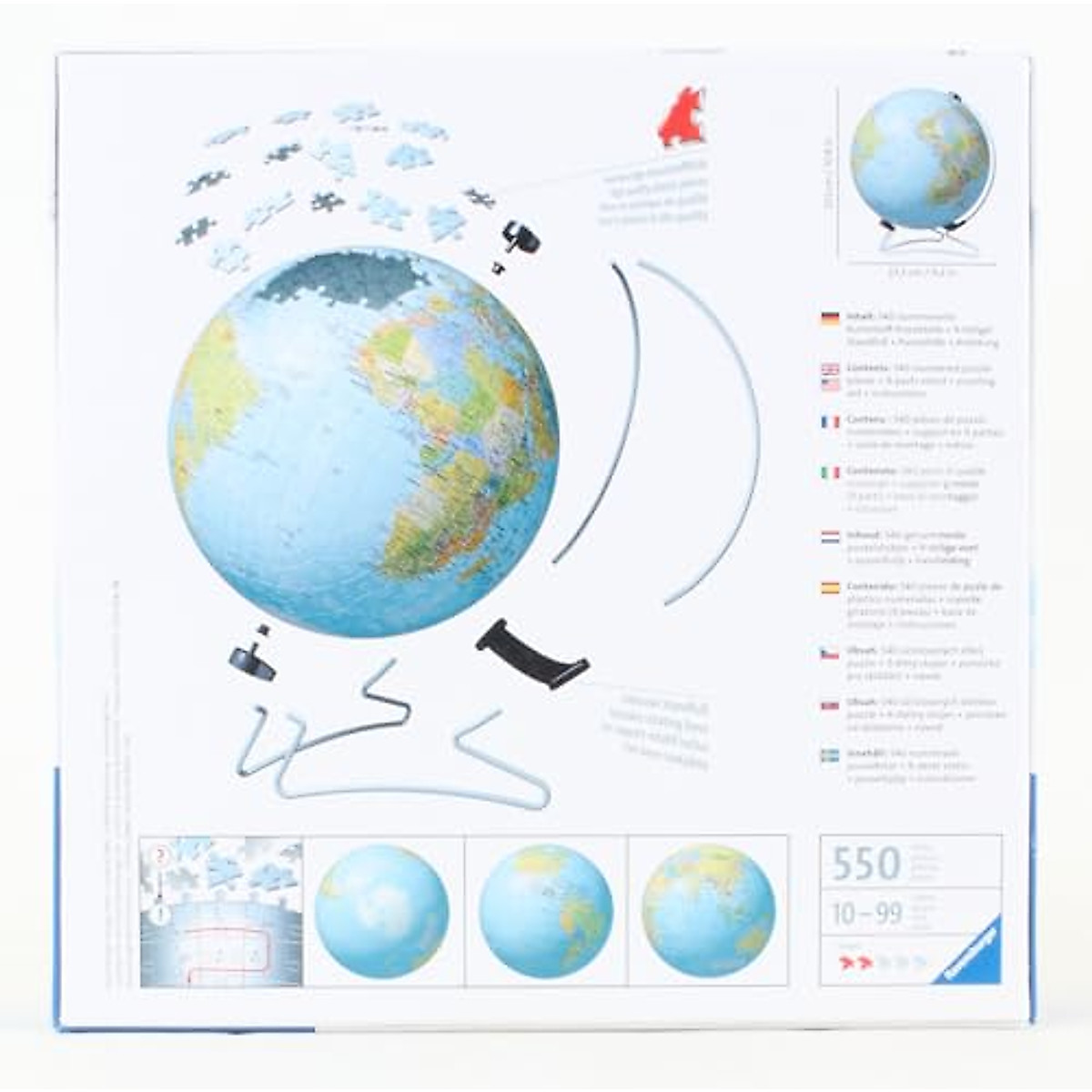 Ravensburger The Earth 540 Piece 3D Puzzle - Engaging Fun for Kids and Adults | Precision Fit with Easy Click Technology | Durable Displayable Model | Celebrating Over 130 Years of Quality