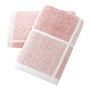 sense gnosis Pink Hand Towel Set of 2 100% Cotton Checkered Pattern Super Soft Highly Absorbent Decorative Hand Towels for Bathroom 13 x 29 Inch