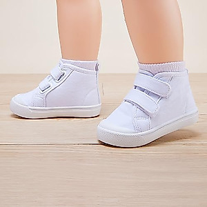 BMCiTYBM Baby Canvas Shoes Boys Girls Walking Sneakers Infant First Walkers Anti-Slip 6 9 12 18 24 Months White 12-18 Months Toddler