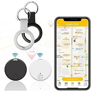 NouSKaU Portable Pet GPS Tracking - Bluetooth 5.0 Mobile Key Tracking Smart Anti-Loss Device - 2022 Mini Pet GPS Locator Bluetooth Tracer Include Batteries and Protective Case, Fit for iOS (2 Pack)