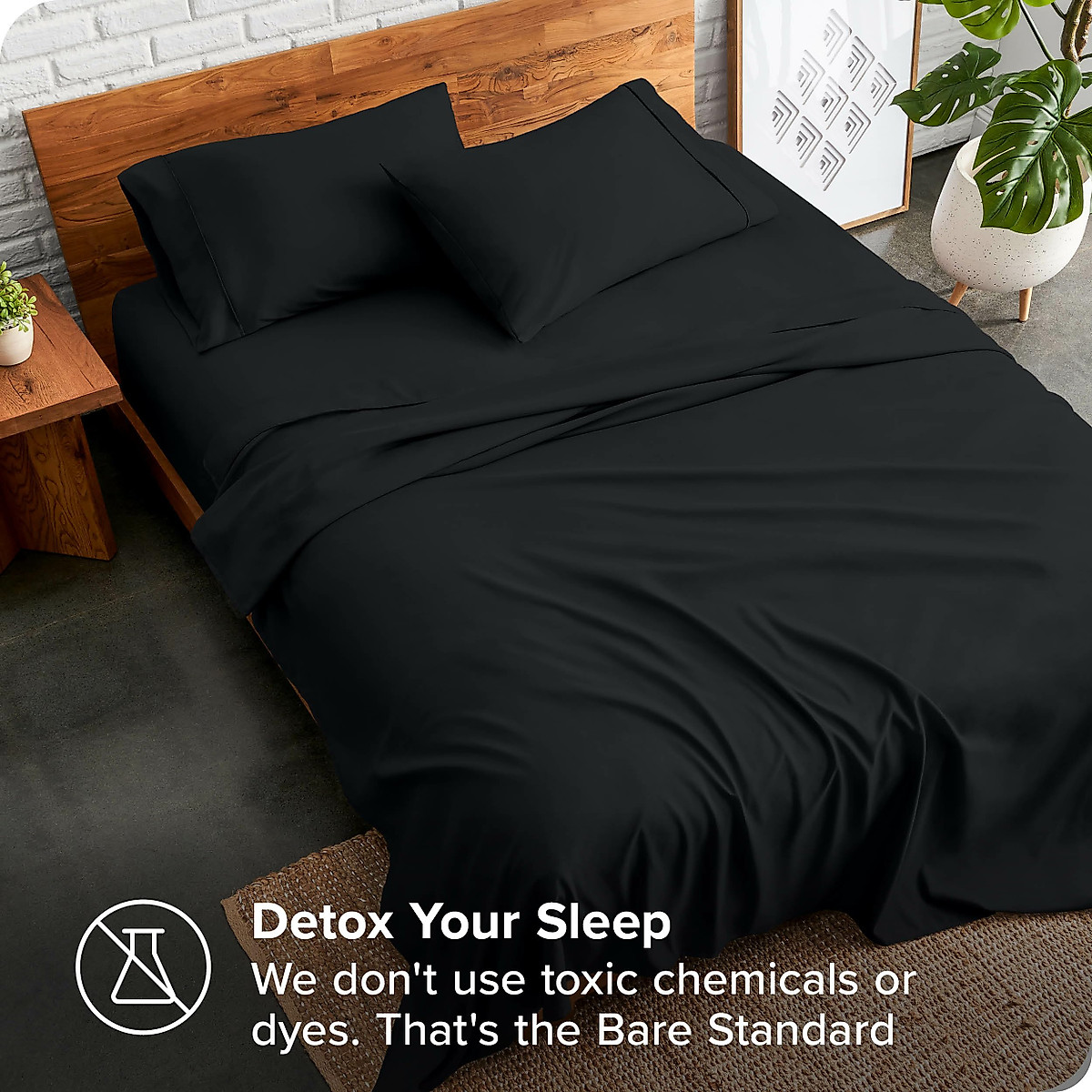 Bare Home Full Sheet Set - Luxury 1800 Ultra-Soft Microfiber Full Bed Sheets - Double Brushed - Deep Pockets - Easy Fit - 4 Piece Set - Bedding Sheets & Pillowcases (Full, Black)