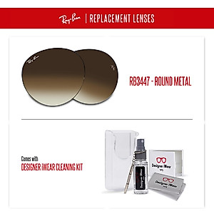 Ray-Ban Original ROUND METAL RB3447 Replacement Lenses + BUNDLE with Designer iWear Eyewear Kit (Clear Gradient Brown, 50)