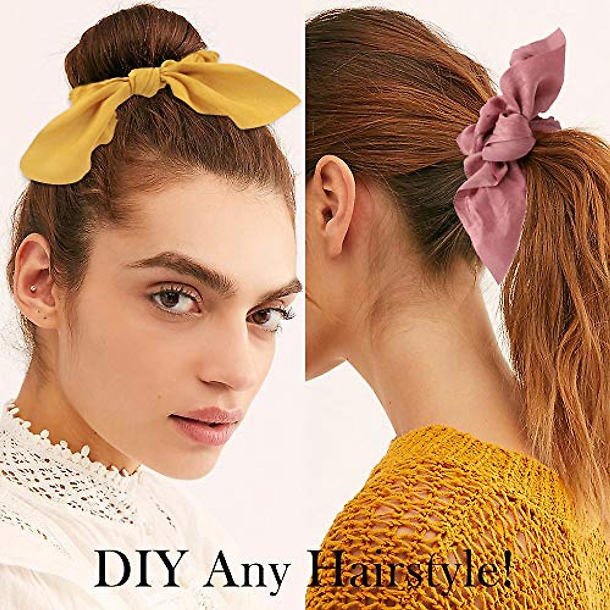 Jaciya Satin Silk Scrunchies for Women Hair Scrunchies for Women's Hair Bow Scrunchie Holder Hair Ties for Girls Pony Tails Hair Ties for Thick Hair No Damage