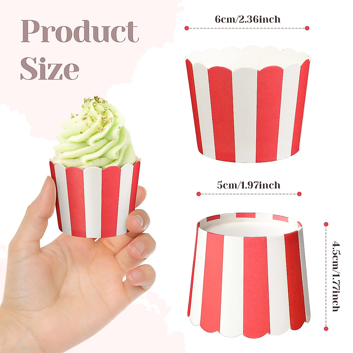 TRUSBER Cupcake Liners for Baking, 100PCs Nonstick Red and White Baking Cups Pastry Muffin Wrapper Paper Cases Baking Cups for Popcorn Cupcake, Great for Party Decoration, No Baking Tray Needed