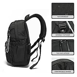 Reqinqin Kids Backpack Girls and Boys Waterproof School Backpack Suitable for Age for Over 6 years old Lightweight Travel Children Black backpack (Black)