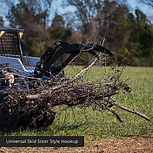 Titan Attachments Hydraulic Skid Steer Pallet Fork Grapple Attachment V2 with 36in Fork Blades, 1/2in Thick Steel Frame, Quick Tach Mounting System