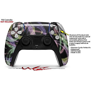 WraptorSkinz Skin Wrap compatible with Sony PS5 DualSense Controller Neon Swoosh on Black (CONTROLLER NOT INCLUDED)