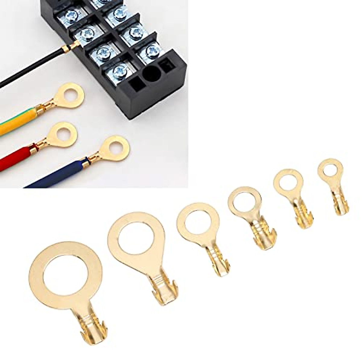 540PCS Cable Lugs Brass Wire Lugs Assortment Set Terminal Wire Connector Lugs with Storage Box M3 M4 M5 M6 M8 M10