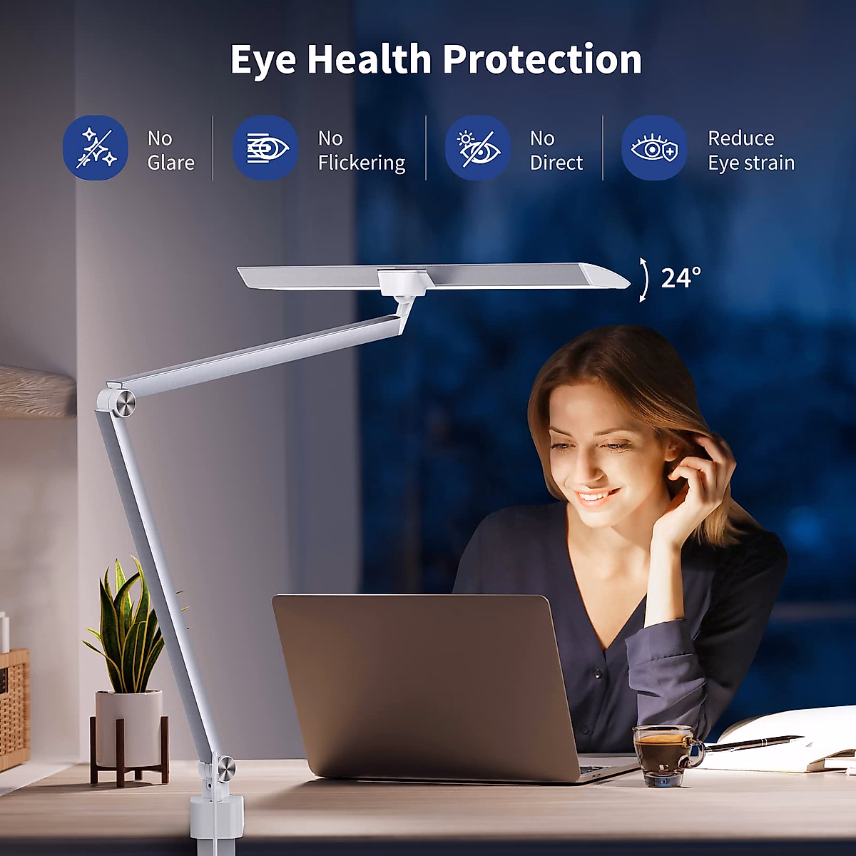 Kary Desk Lamps for Home Office with Remote, Swing Arm Tall Desk Lamp, Extra Bright Led Computer Desk Light, Eyes Protected Desktop Lights with Adjustable Lighting for Task, Drafting, Work, Architect