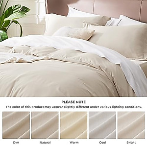 Bedsure Beige Duvet Cover King Size - Super Soft Cationic Dyed Duvet Cover for Kids with Zipper Closure, 3 Pieces, No Comforter(King, 104"x90")