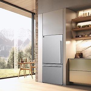 Forno 31" Milano Espresso Refrigerator with Bottom Freezer - 17.2 cu. ft Counter Depth Refrigerator with Touch Control & LED - Stainless Steel Fridge with Adjustable Door Bins and Crisper Drawer