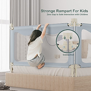 MININEC Bed Rail for Toddlers Baby, Long Toddler Bedrail Guard for Kids Children, Strong Babies Bed Rail for Twin, Full Size, Queen & King Mattress with Reinforced Anchor Safety Grey 70.8 * 27.5 in
