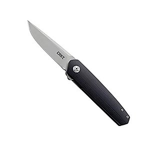 CRKT Cuatro Folding Carry Knife: Plain Edge Folder with Liner Lock - Everyday Carry Folded Knife with IKBS Ball Bearing Pivot System and G10 Handle 7090