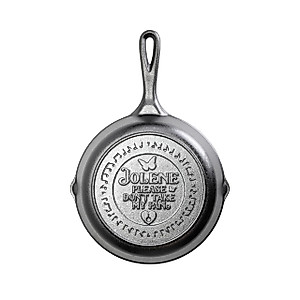 Lodge 8 Inch Dolly Parton Pre-Seasoned Cast Iron Stamped Skillet - Signature Teardrop Handle - Use in the Oven, on the Stove, on the Grill, or Over a Campfire - Jolene