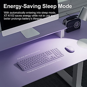 Mobifice Cute Keyboard and Mouse Wireless for PC Computer/Laptop/Windows/Mac/Tablets, Ultra-Thin 2.4GHz USB Cordless Full-Sized Silent Retro Computer Keyboard Mouse Combo (Purple)