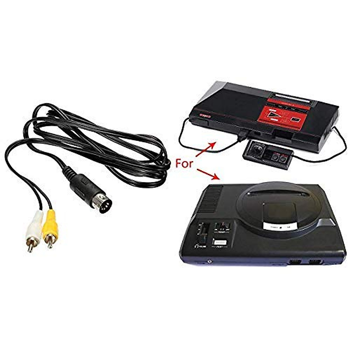 WICAREYO AV Audio Video Composite TV Cable for Genesis 1 & 6ft Audio Video AV Cable 9 Pin for Genesis 2 & 3