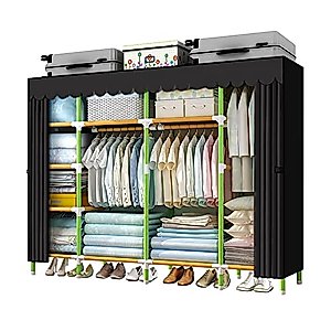YOUUD 79 Inches Portable Closet Storage Organizer Cloth Closet Colored Rods and Black Cover Portable Wardrobe, Quick and Easy to Assemble, Extra Sturdy, Strong and Durable