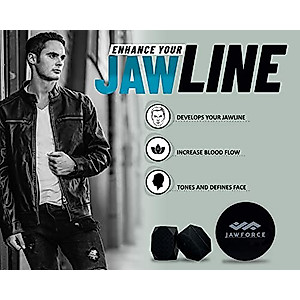 JawForce Jaw Exerciser for Men & Women, Small Size Jawline Exerciser with Breath Freshener - Define your Jawline and Neck - Black Advanced Level