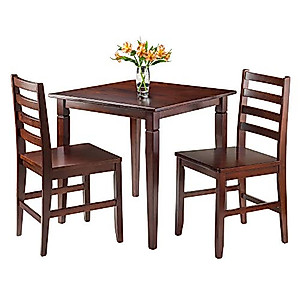 Winsome Kingstate Dinning Table with 2 Hamilton Ladder Back Chairs, Brown