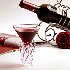 Octopus Martini Glass Creative Cocktail Drinkware Bar Goblet Tools (2 Transparent)