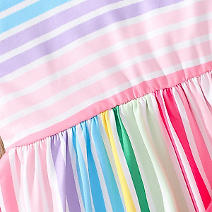 zarmfly Toddler Girls Summer Short Set Outfit Rainbow Sleeveless Tank Tops and Shorts 2PC Clothing Set 5t