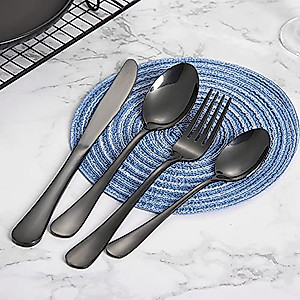 Xingjiake Black Silverware Set 40 Piece, Flatware Cutlery Set For 8, Stainless Steel Forks And Spoons Silverware Set, Kitchen Utensils Set, Dishwasher Safe