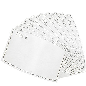 Cherislpy 10pcs PM2.5 Activated Carbon Filter Mouth Mask Filters Breathing Insert Protective Mask Filter for Men Women,Anti Pollution Washable Cotton for Adults Outdoor Activities (10pcs), One Size