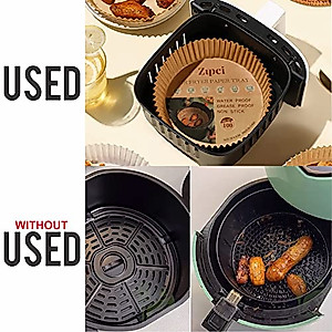 Zupci Air Fryer Liners Round - 100 Pcs 7.9 Inch Disposable Paper Dryer Liners for 4 to 6 Qt Basket - Paper Liner for Air Fryer Basket- Non-stick Oil Air Fryer Liner Round- Water Proof Parchment Paper