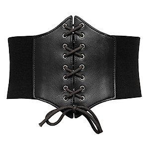 GRACE KARIN Victorian Steampunk Sexy Underbust Waist Belt Corset(2XL,Black)