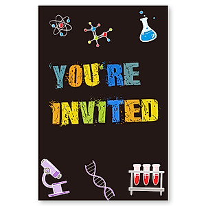 Science Birthday Party Invitations with Envelopes Set of 20 Science Themed Birthday Party Invites Fill in Blank