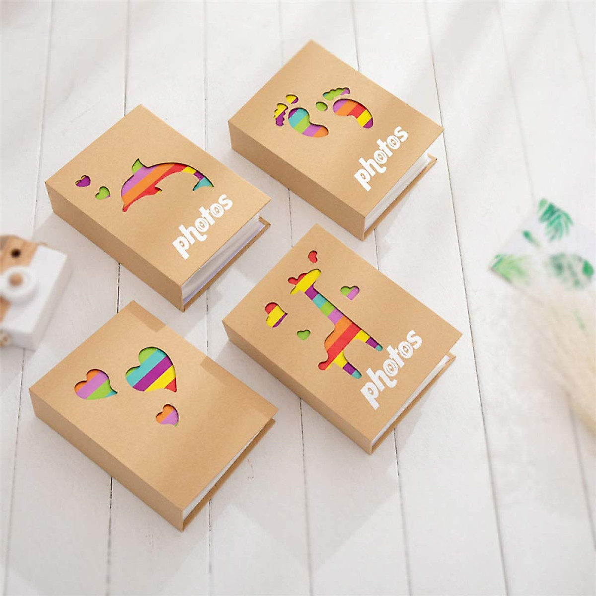 ALMIGHTY 2pcs Baby Photo Album 4x6 inch Scrapbook Guestbook Sketchbook Scrapbooking 200 Pockets Photo Album for Kids Girl Boy Cute Photo Album for Home Family Children (Brown)