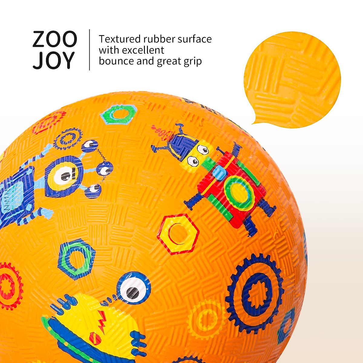 ZOOJOY Cartoon Playground Balls Toddlers, 5" Rubber Kickballs, Outdoor/Indoor Ball Game for Kids, for Boys Girls, W/Pump (Green)