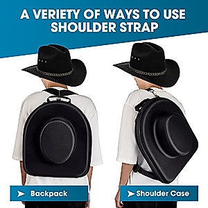 MOSLA Hat Box Travel Fedora Case Universal Size Hat Carrier,Sleek Hat Storage Case Easily Straps to Suitcase or Carried on Shoulders,Travelling Hat Boxes Gift Idea for Men Black