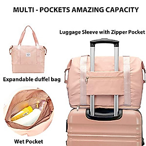 LONG VACATION Luggage Set 4 Piece Luggage Set ABS hardshell TSA Lock Spinner Wheels Luggage Carry on Suitcase (PINK, 6 piece set)