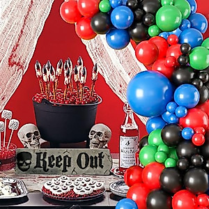 Black Red Blue Green Balloon Garland Arch Kit,BTZO Red Yellow Green Blue Balloons for Birthday Graduation Carnival Superhero Themed Party Decor