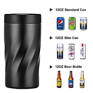 Insulated Stainless Steel 24 oz Tumbler with Freezable Drink Can Cooler for all 12 oz Slim Can,Regular Can,Beer Bottle & All Drinks (Frosted Black)