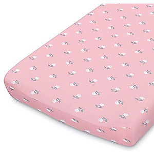 The Peanutshell Pink Floral Changing Pad Cover Set for Baby Girls | 2 Pack Set | Pink Roses & Ditsy Floral