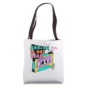 Vintage Retro 80s 90s Analog is Not Dead Cassette Tape Tote Bag
