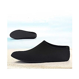 Epicgadget(TM) Quick-Dry Water Shoes, Barefoot Flexible Water Skin Shoes Aqua Socks for Beach, Swim, Diving, Snorkeling, Running, Surfing and Yoga Exercise (Black, L. US 7-8 EUR 38-39)