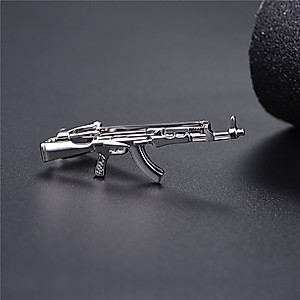 U7 Men Personalized Tie Clip Set of 3 Stainless/Black/18K Gold Plated AK47 Gun Shaped Shirt Tie Bar Clips 3 Pieces