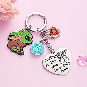 Melix Home Baby Yo-da Gifts Cute Mandalorian Keychain Gift For Daughter Teen Girls Yo-da Stuff Heart Keychains Birthday Present