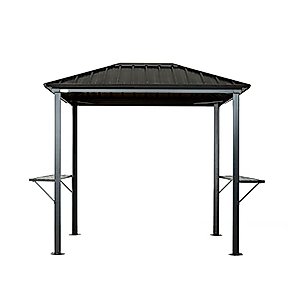 Sojag 6' x 8' Outdoor Dakota Hardtop Grill Gazebo Backyard Shade and Grilling Structure, Charcoal