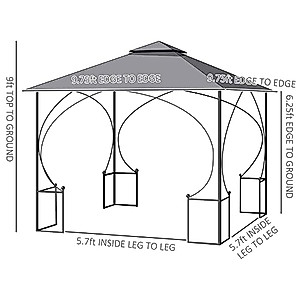 Outsunny 10' x 10' Patio Gazebo, Double Roof Outdoor Gazebo Canopy Shelter with Netting, Steel Corner Frame for Garden, Lawn, Backyard and Deck, Dark Gray