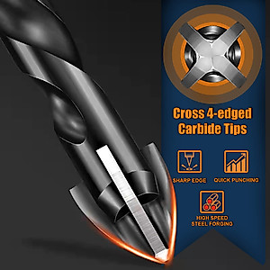 Concrete Drill Bit Set 10PCS (3/16”-1/2”), Professional Masonry Drill Bits Tungsten Carbide Tip Work for Glass, Metal, Brick, Tile, Concrete, Plastic and Wood (10PCS-Concrete Drill Bit Set)