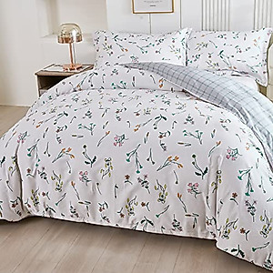 OAITE Duvet Cover Set,100% Cotton Comforter Cover with Floral Pattern Duvet Cover Set,Soft Bedding Set Includes with 3 Piece (2 Pillow Shams,1 Duvet Cover)