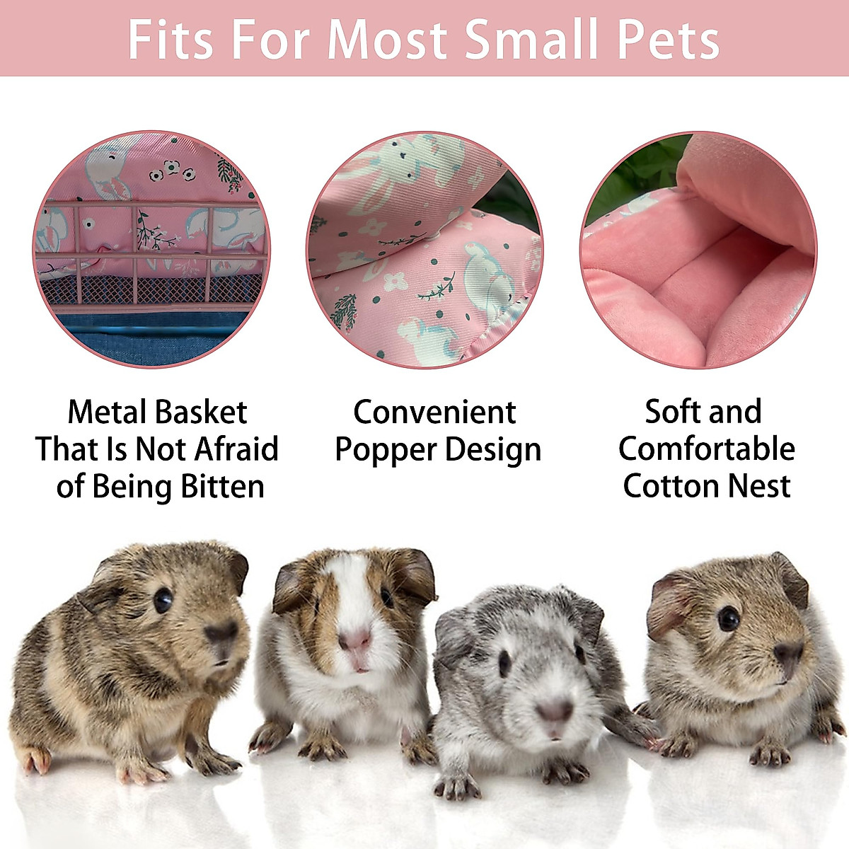 2 Pack Guinea Pig Rat Hammock Metal Year-Round Use，Small Animal Hanging Hammock for Cage Chew Proof，Mini Pet Covered Nest Hammock and Metal Basket for Rat, Mouse, Chinchilla, Ferret