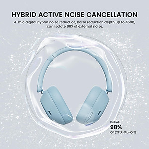 OneOdio Focus A5 Wireless Over-Ear Headphones, Hybrid Active Noise Cancelling, 75H Playtime, Hi-Res LDAC Wireless Audio, Bluetooth 5.4, Built-in Mic for Clear Calls, Low Latency Game Mode