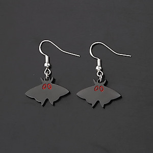FAADBUK Mothman Lover Gift Mothman Earrings Moth Insect Witch Spooky Monster Creepy Weird Funky Halloween Jewelry (Mothman Earrings)
