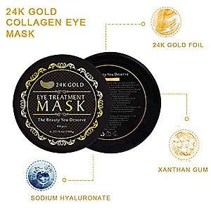 TEME 24k Gold Under Eye Patches - 30 Pcs Eye Mask Pure Gold Anti-Aging Collagen Hyaluronic Acid Under Eye Mask for Removing Dark Circles, Puffiness & Wrinkles Refresh Your Skin