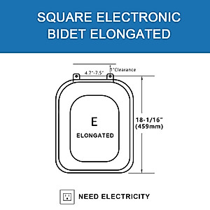 Combier Square Electronic Bidet Toilet Seat, Smart, Self Cleaning Hydroflush, Hybrid Heating, Heated Dryer, Nightlight, Vortex Wash, remote control, CMA105S-S